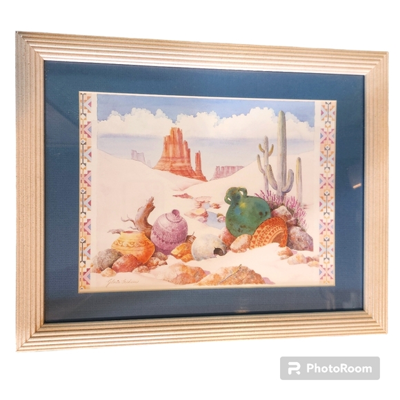 Art | Vtg Cactus Butte Wall Art Print Framed Gloria Eriksen Southwest ...